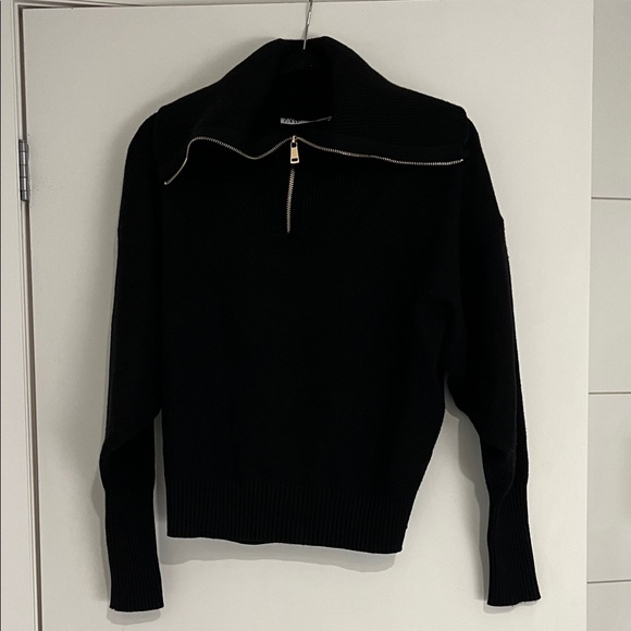 Zara | Sweaters | Zara Black Quarter Zip Sweater | Poshmark